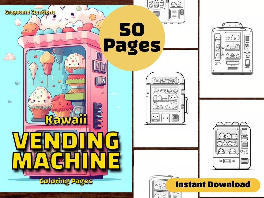 50 Vending Machine Coloring Page Book Food Cute Kawaii - Etsy