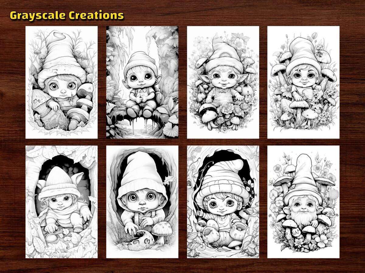 50 Cute Baby Gnome Coloring Page Book Printable PDF Sheet - Etsy