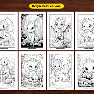 50 Cute Baby Dragon Coloring Page Book, Printable PDF Sheets, Instant ...