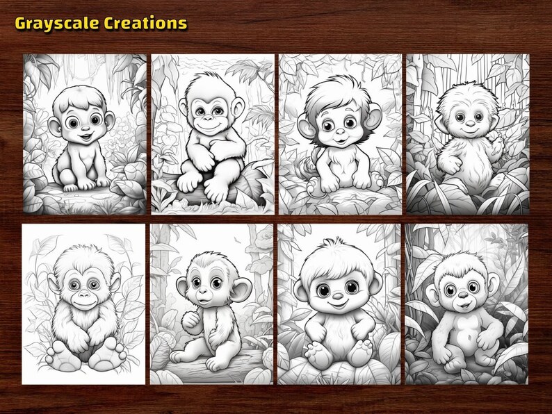 50 Cute Gorilla Coloring Page Book Printable PDF Sheets - Etsy