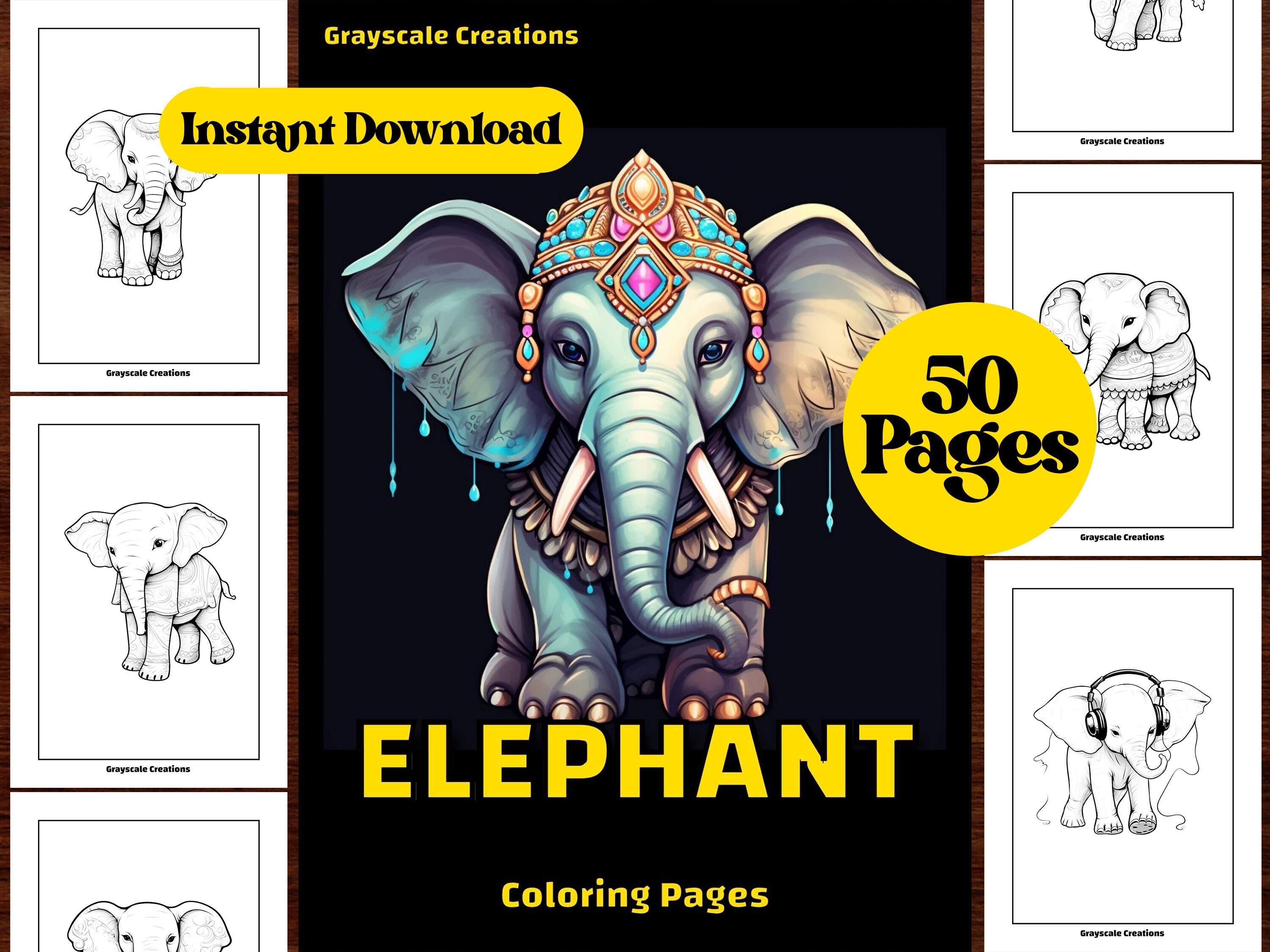 50 Elephant Coloring Page Book Baby Calf Woodland Animal - Etsy