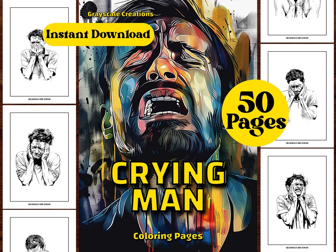 50 Crying Man Coloring Page Book, People Human Profession Coloring ...