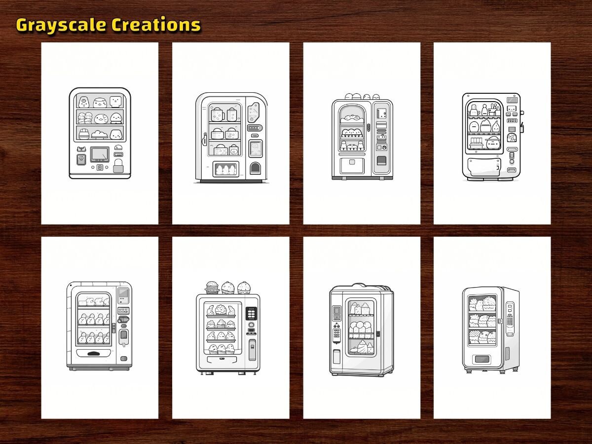 50 Vending Machine Coloring Page Book Food Cute Kawaii - Etsy
