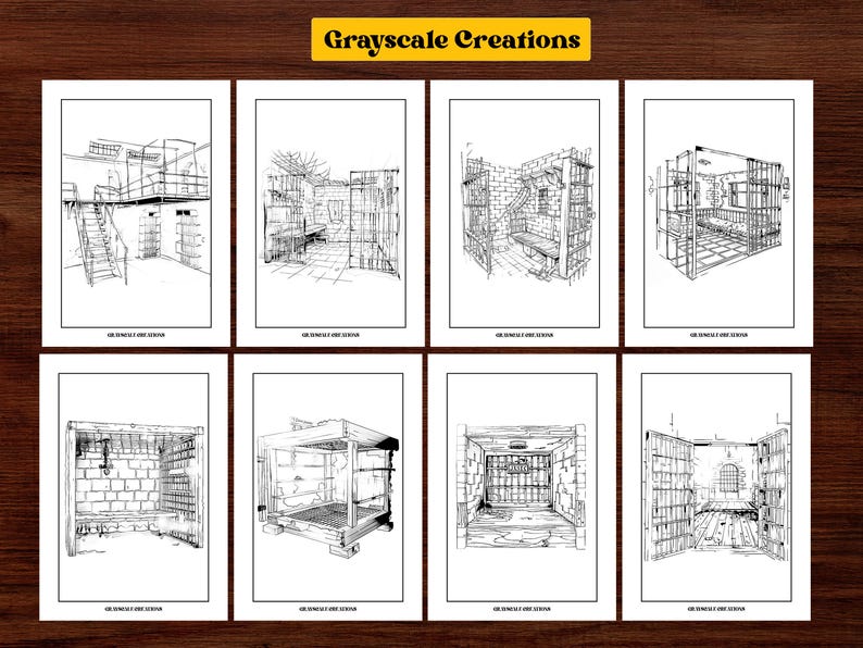 50 Jail Coloring Page Book, Nature House Interior Design, Printable PDF ...