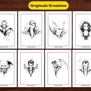 50 Vampire Coloring Page Book, Halloween Cartoon Creepy, Printable PDF ...