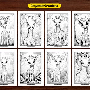 50 Cute Giraffe Coloring Page Book, Printable PDF Sheets, Instant ...