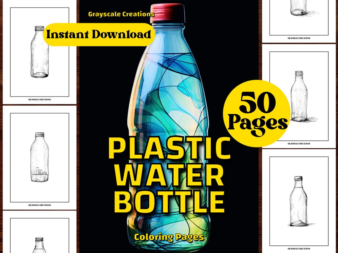 50 Plastic Water Bottle Coloring Page Book, Food Beverage Drink ...