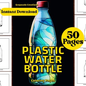 50 Plastic Water Bottle Coloring Page Book, Food Beverage Drink ...
