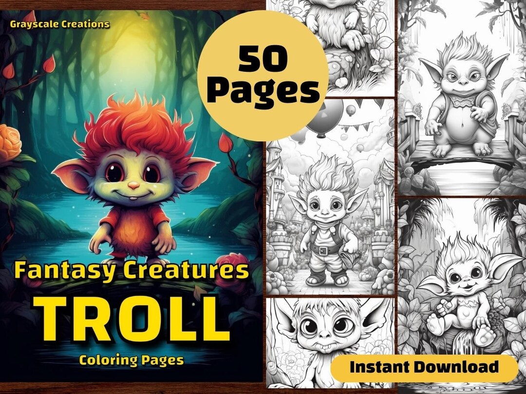 50 Cute Baby Troll Coloring Page Book Printable PDF Sheet - Etsy