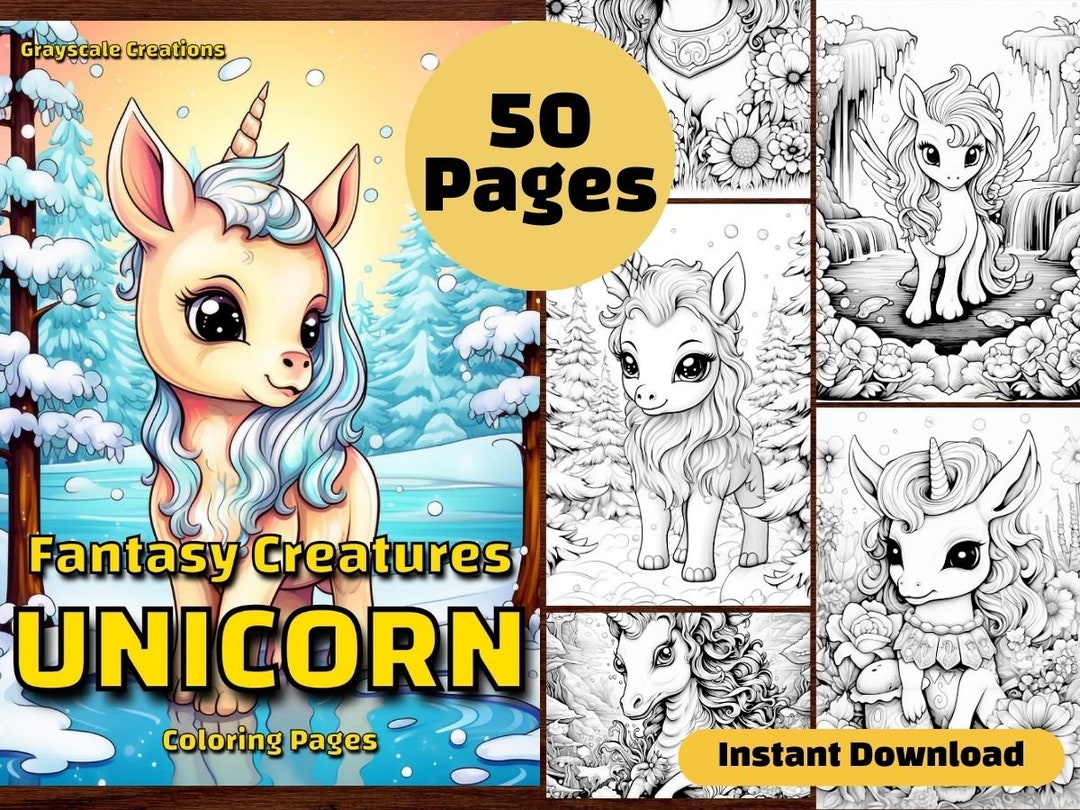 50 Cute Baby Unicorn Coloring Page Book Printable PDF Sheets - Etsy