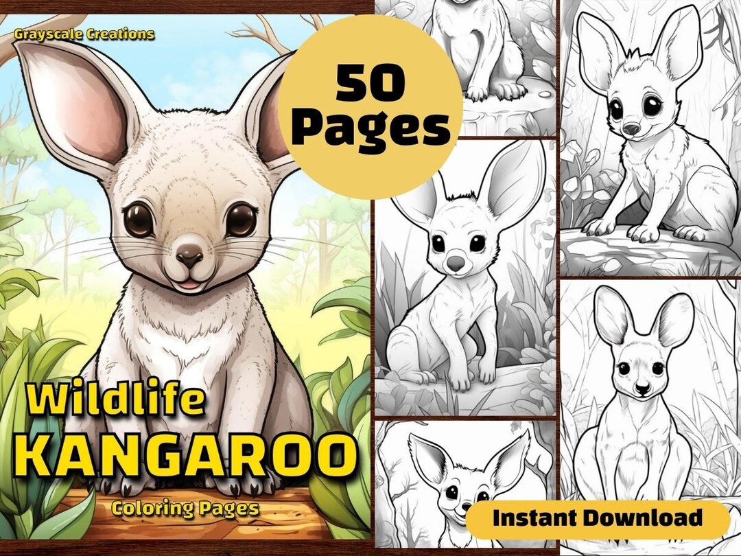 50 Cute Kangaroo Coloring Page Book Printable PDF Sheet - Etsy