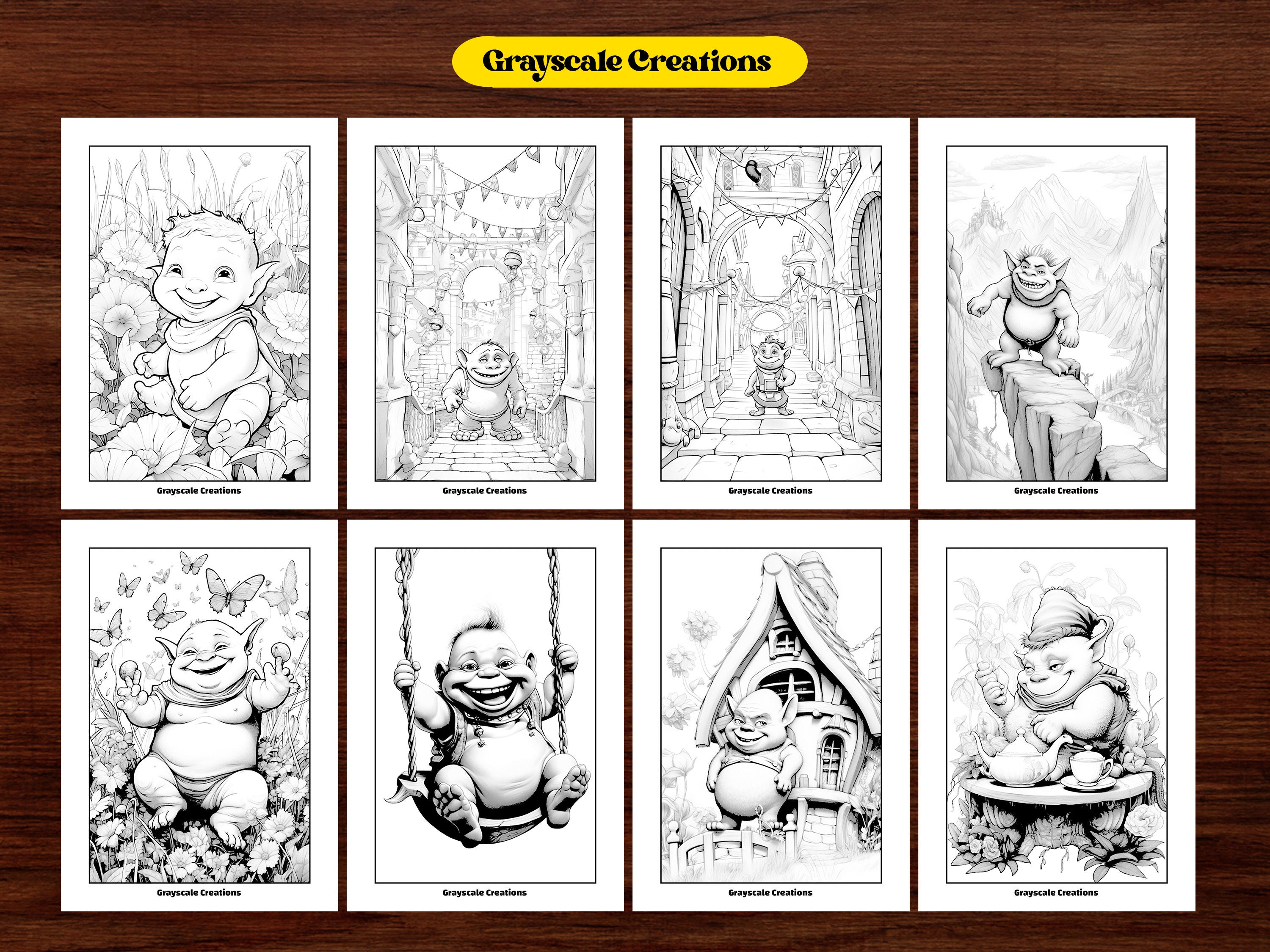 50 Cute Baby Ogre Coloring Page Book, Printable PDF Sheet, Instant ...