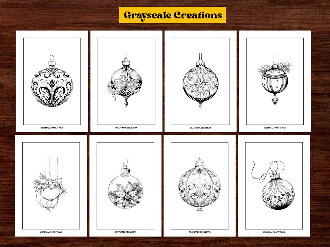 50 Bauble Christmas Coloring Page Book, Snow Creature Xmas Winter ...