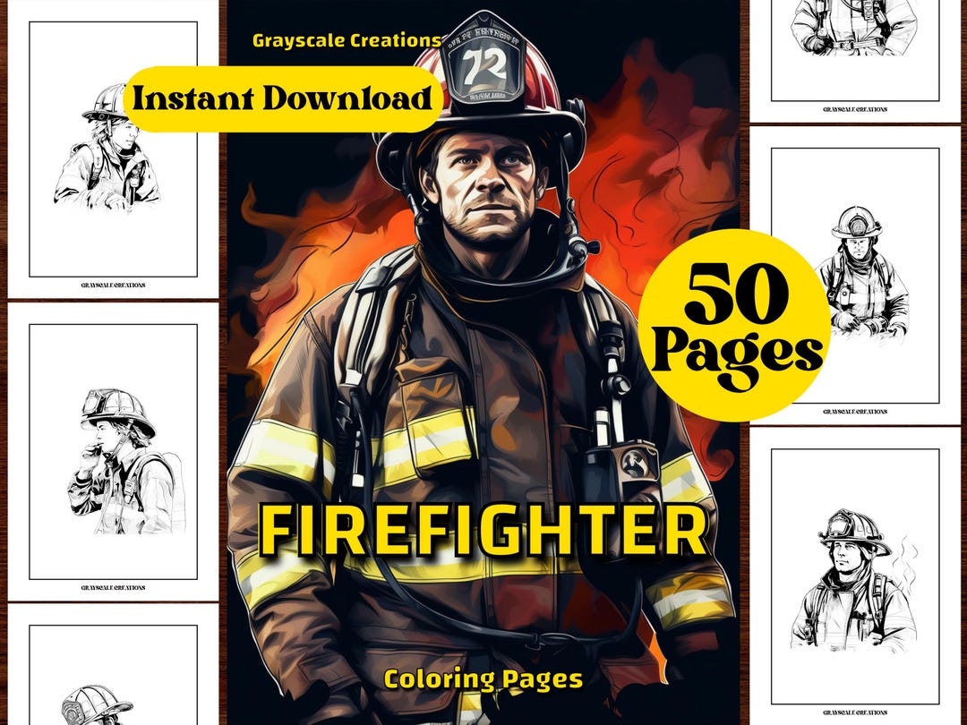 50 Firefighter Coloring Page Book, People Human Profession Coloring ...