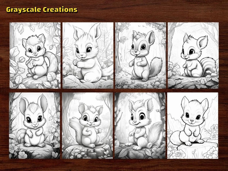 50 Cute Squirrel Coloring Page Book Printable PDF Sheets - Etsy