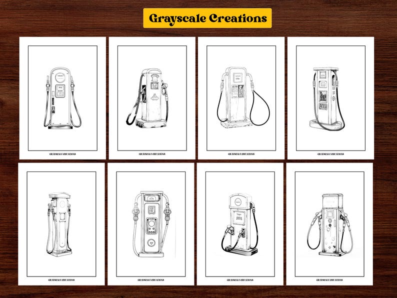 50 Gas Pump Coloring Page Book, Object Motor Nature Car Vintage ...