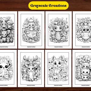 50 Animal Kawaii Cute Doodle Coloring Page Book, Printable PDF Sheet ...