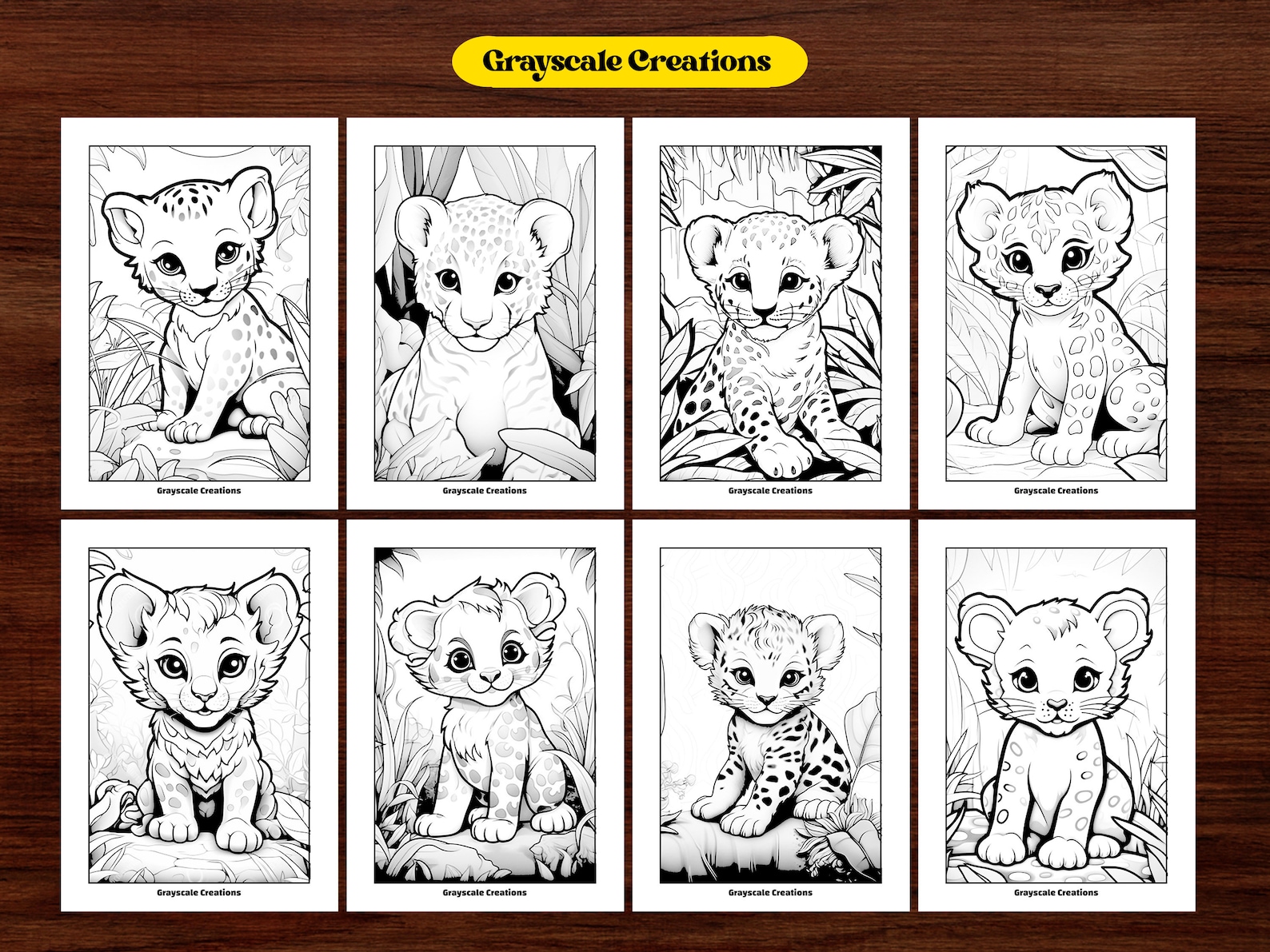 50 Cute Leopard Coloring Page Book, Printable PDF Sheets, Instant ...