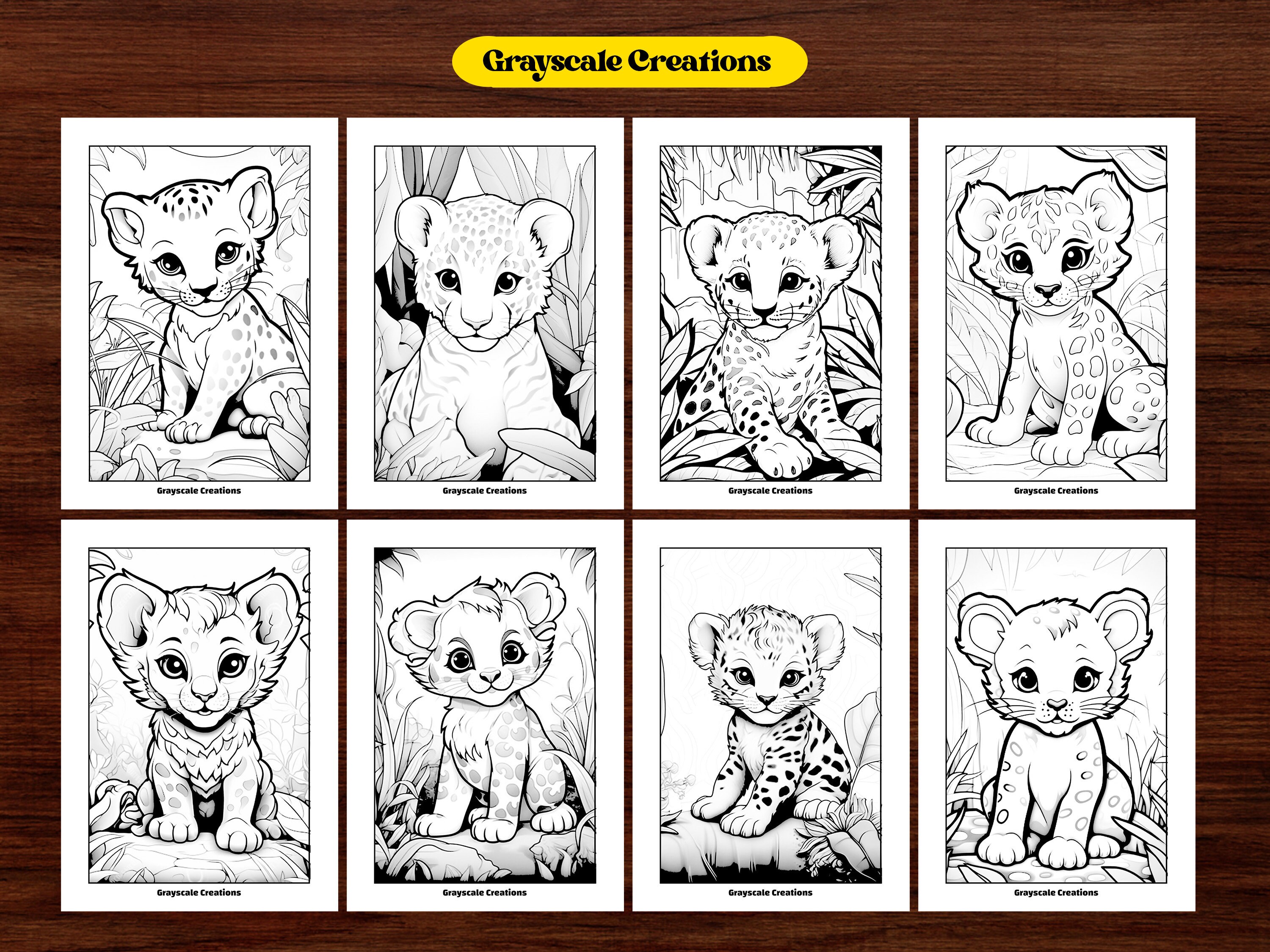 50 Cute Leopard Coloring Page Book, Printable PDF Sheets, Instant ...