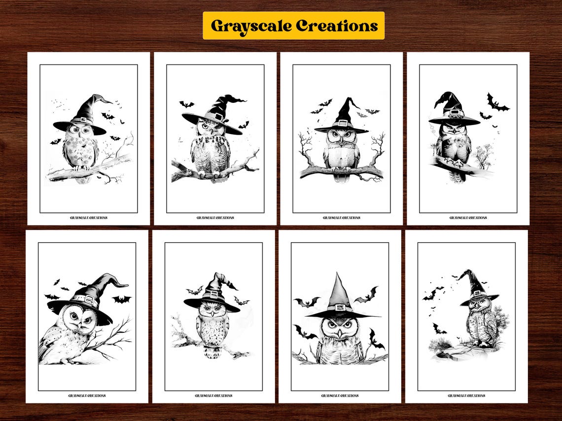 50 Halloween Owl Coloring Page Book, Halloween Cartoon Creepy ...