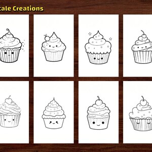 50 Cupcake Coloring Page Book Sweet Cake Food Cute Kawaii - Etsy