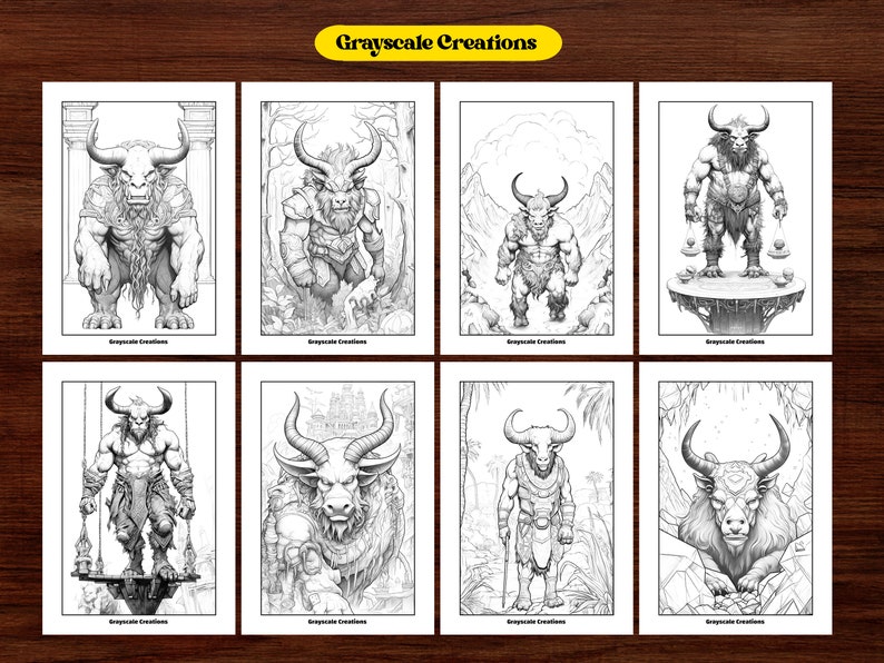 50 Minotaur Coloring Page Book, Printable PDF Sheets, Instant Download ...