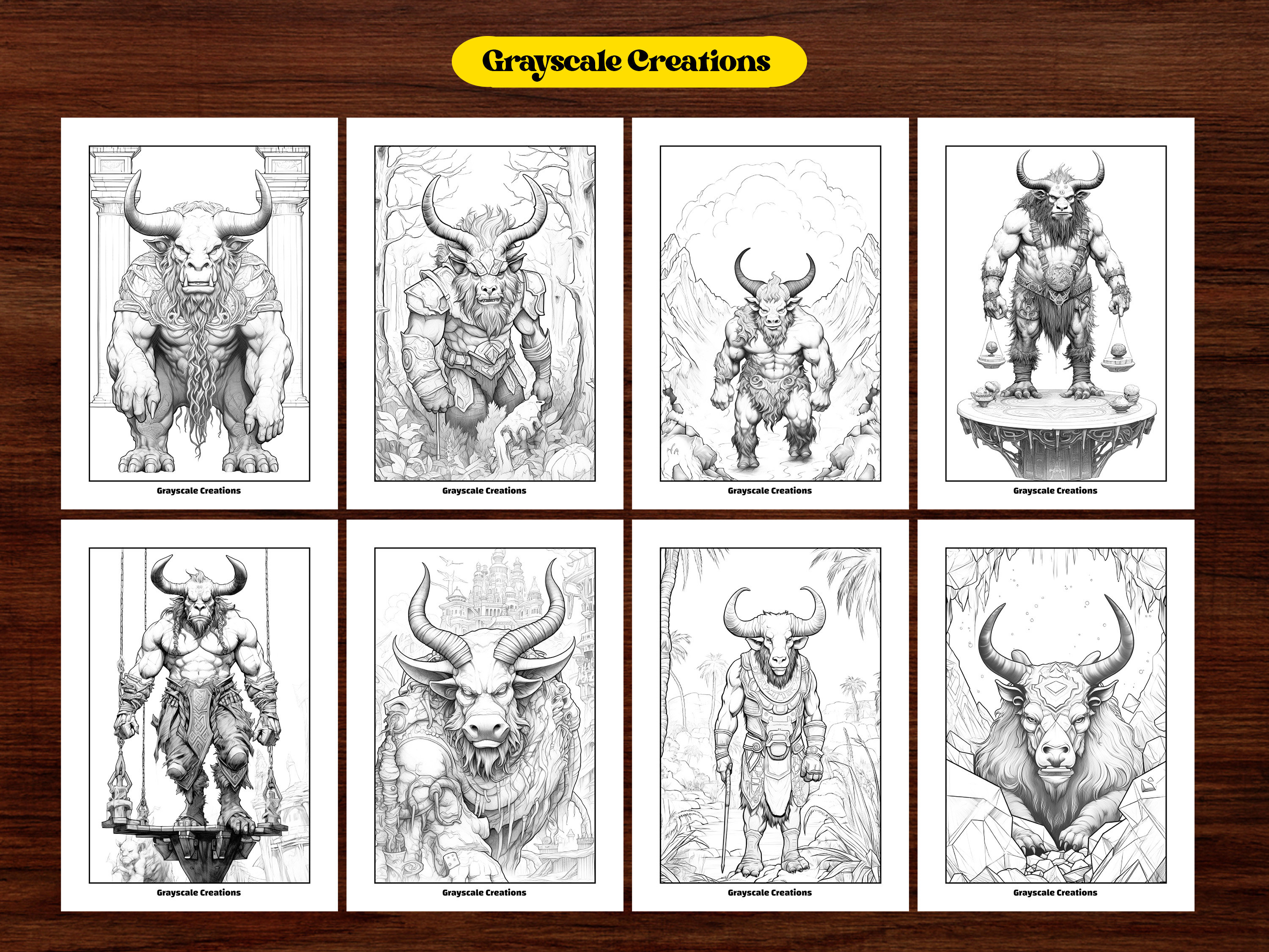 50 Minotaur Coloring Page Book, Printable PDF Sheets, Instant Download ...