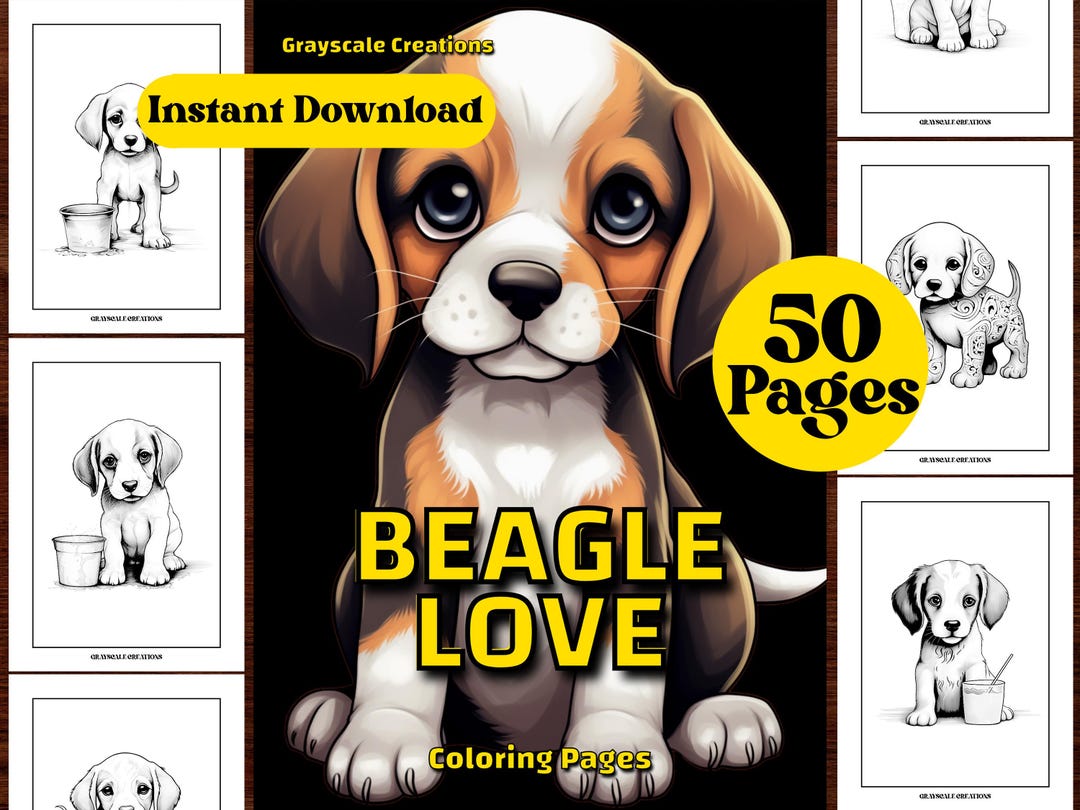50 Beagle Love Coloring Page Book, Love St Valentines Romance ...
