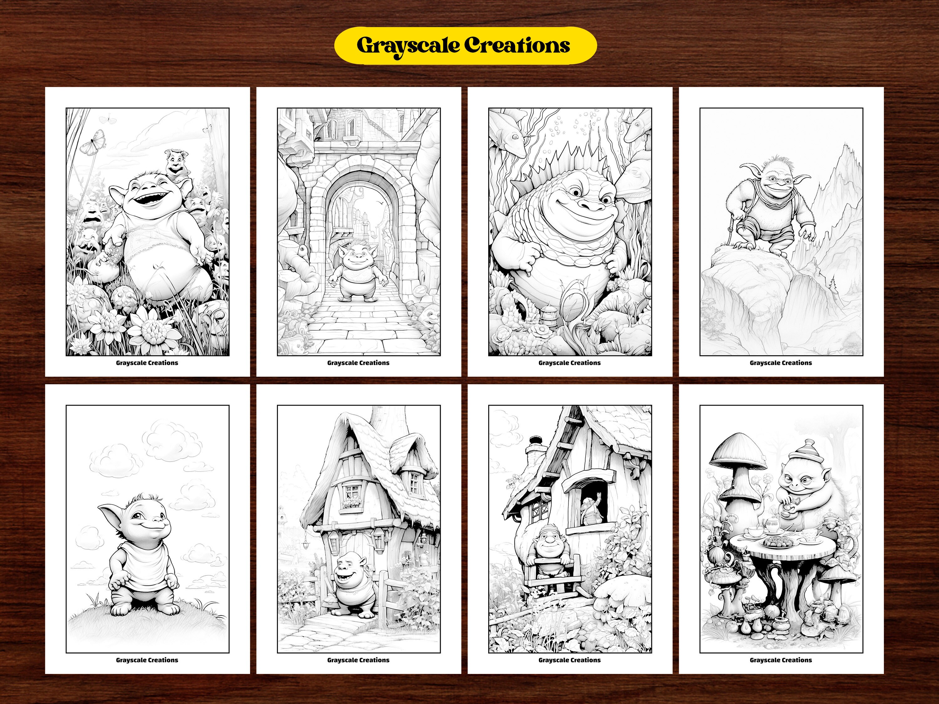 50 Cute Baby Ogre Coloring Page Book, Printable PDF Sheet, Instant ...