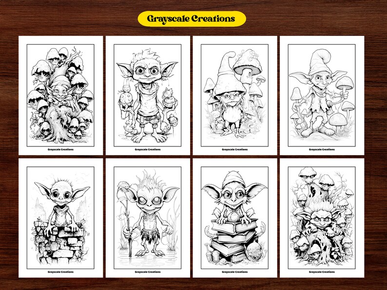 50 Cute Goblin Coloring Page Book, Printable PDF Sheets, Instant ...