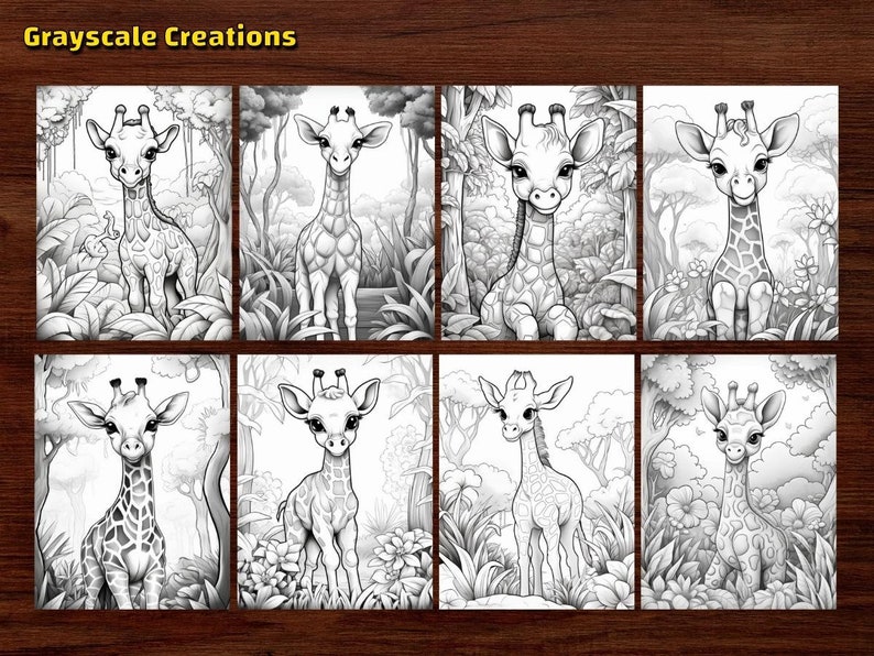 50 Cute Giraffe Coloring Page Book Printable PDF Sheets - Etsy