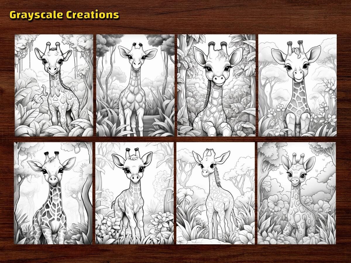 50 Cute Giraffe Coloring Page Book Printable PDF Sheets - Etsy