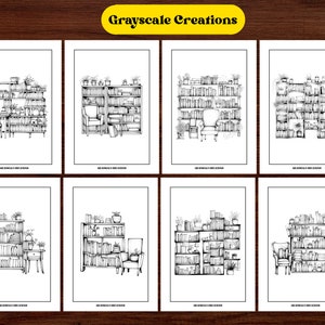 50 Bookshelf Coloring Page Book, Nature House Interior Design ...
