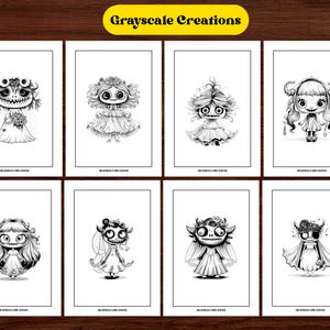 50 Cute Monster Bride Coloring Page Book, Halloween Cartoon Creepy ...