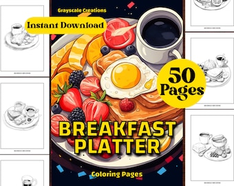 50 Fast Food Coloring Page Book, Food Beverage Drinks Culinary ...