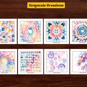 50 Optical Illusion Reverse Coloring Page Book, Watercolor Abstract ...