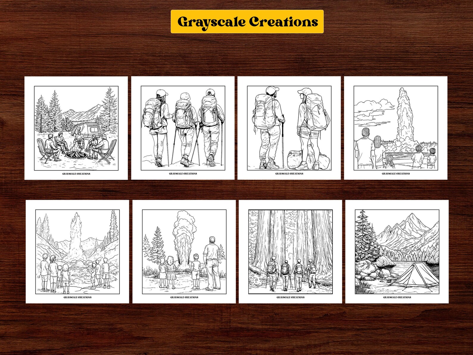 50 Campfire Nights Coloring Page Book, Camping Bold Lines Mindfulness ...