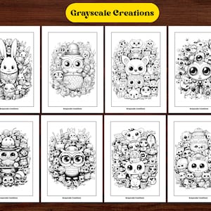50 Animal Kawaii Cute Doodle Coloring Page Book, Printable PDF Sheet ...