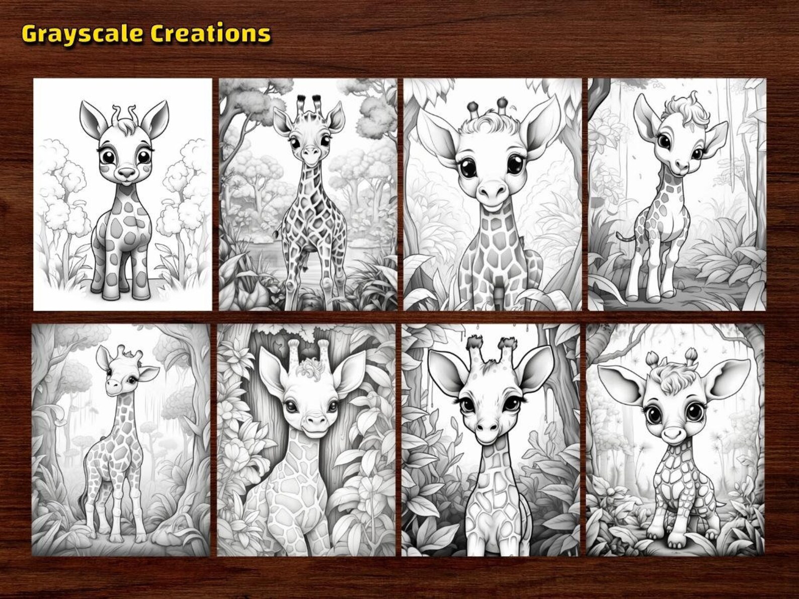 50 Cute Giraffe Coloring Page Book Printable PDF Sheets - Etsy