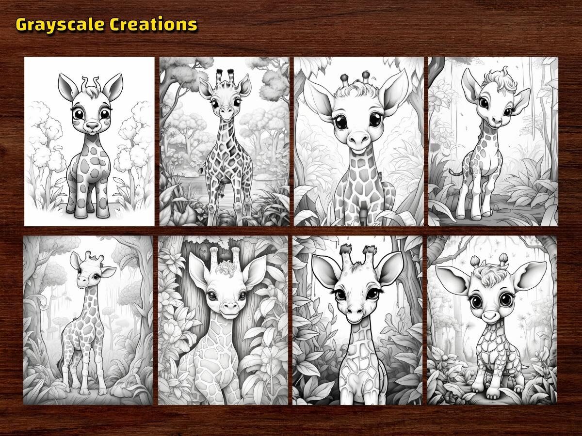 50 Cute Giraffe Coloring Page Book Printable PDF Sheets - Etsy
