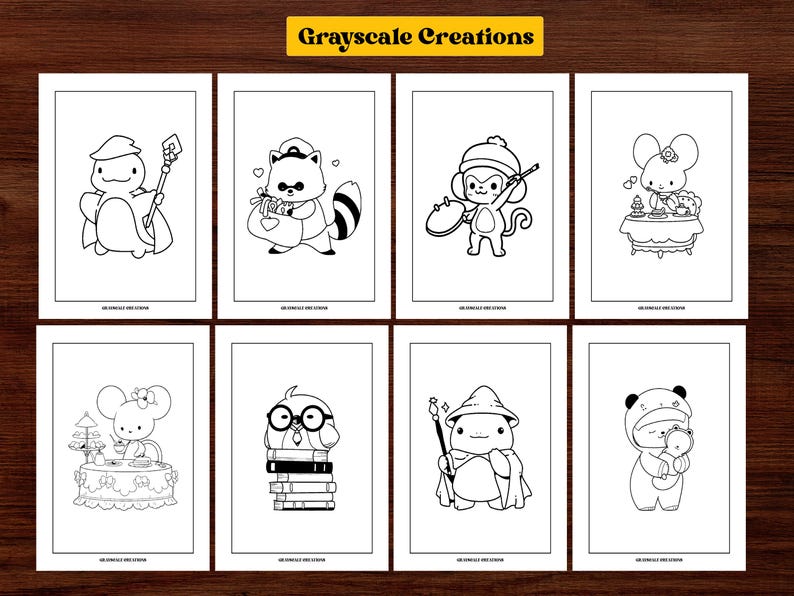 50 Dressed-up Animals Coloring Page Book, Easter Activity, Cozy Kawaii ...