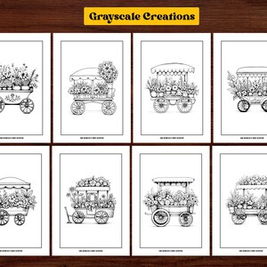 50 Cart Floral Coloring Page Book, Nature Botanical Flower Floral ...