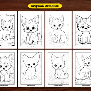 50 Cute Fox Coloring Page Book, Printable PDF Sheets, Instant Download ...