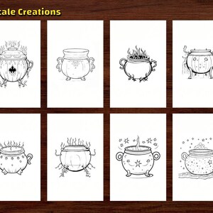 50 Cauldron Coloring Page Book, Halloween Elixir Magic Potion ...