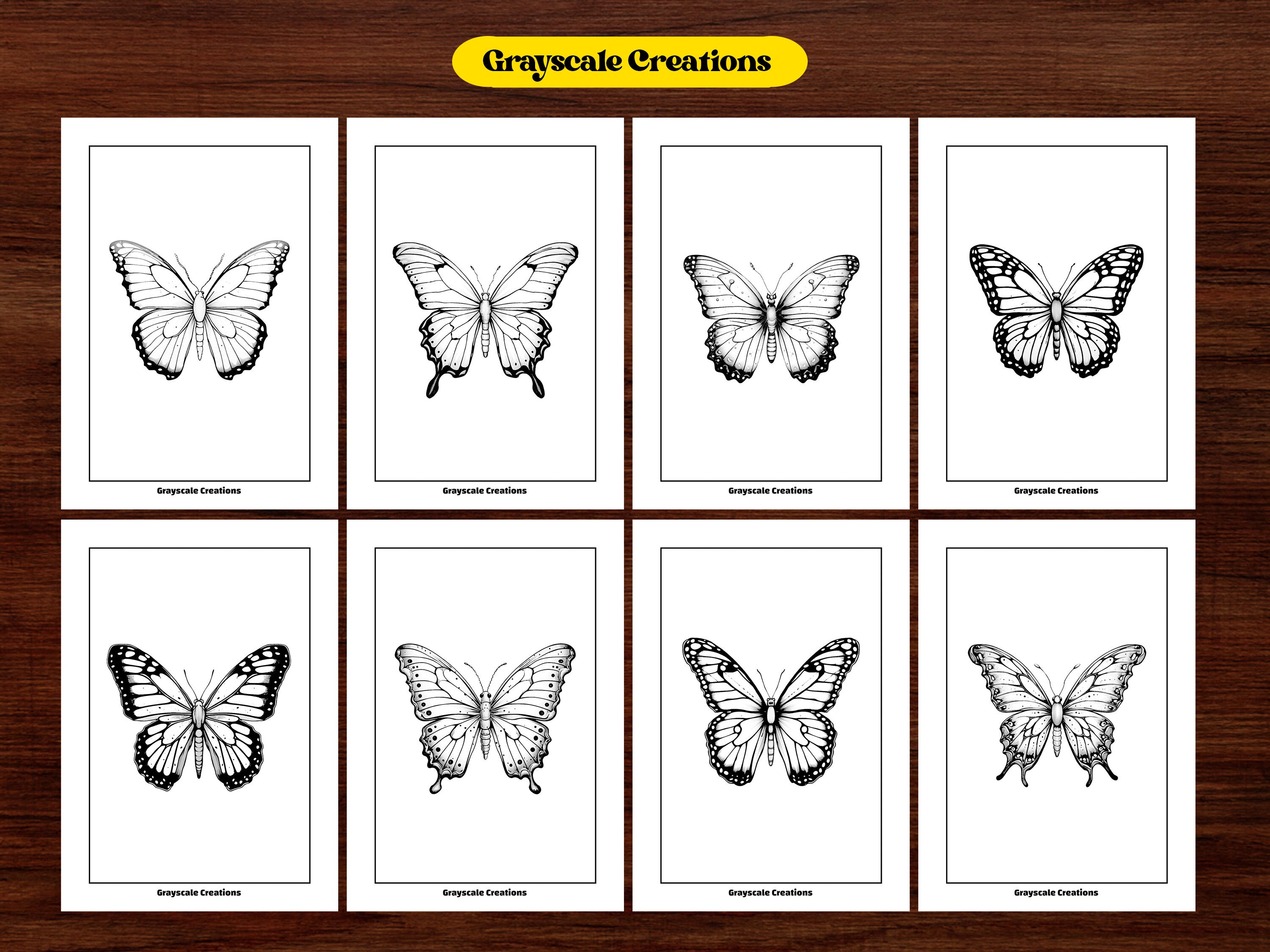50 Butterfly Coloring Page Book, Baby Insect Woodland Animal, Festive ...
