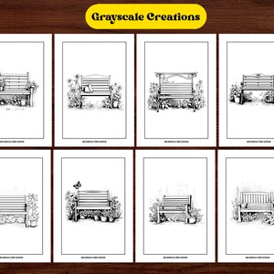 50 Garden Bench Coloring Page Book, Nature Botanical Flower Floral ...