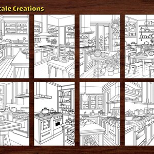 50 Kitchen Coloring Page Book, Printable PDF Sheets, Instant Download ...