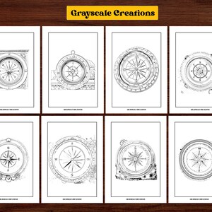 50 Compass Coloring Page Book, Object Motor Nature Car Vintage ...