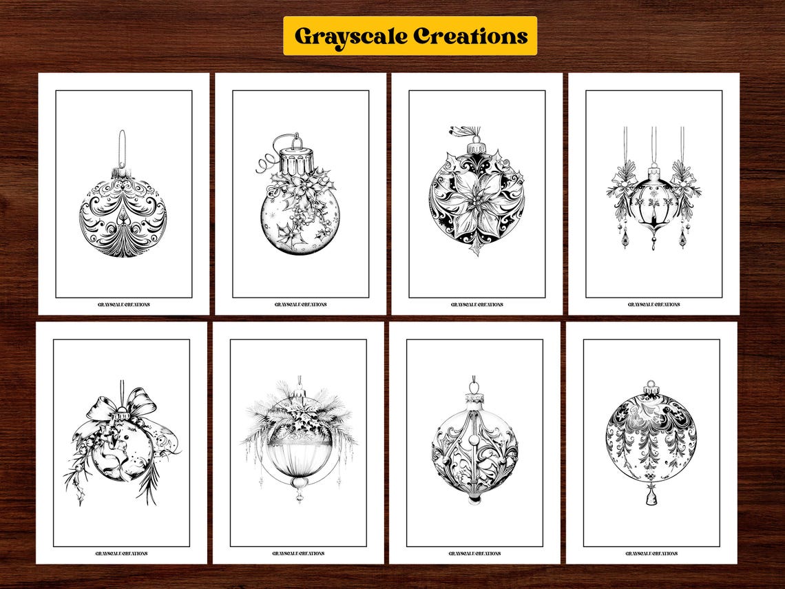 50 Bauble Christmas Coloring Page Book, Snow Creature Xmas Winter ...