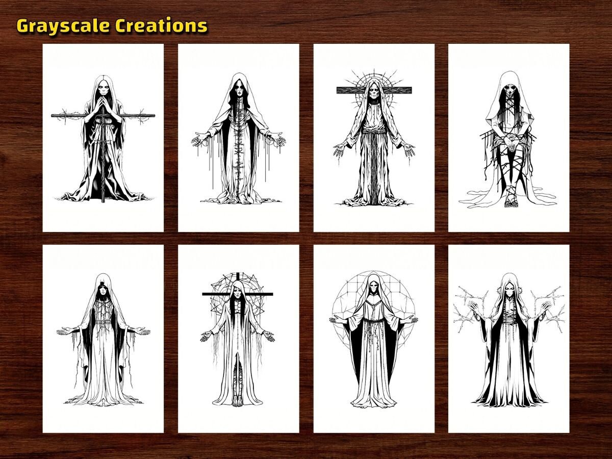 50 Creepy Nun Coloring Page Book Halloween Religious Cartoon - Etsy